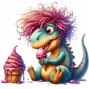 Cute Dinosaur With Ice Cream PNG Clipart 12 Adorable Dino Art for Kids ...