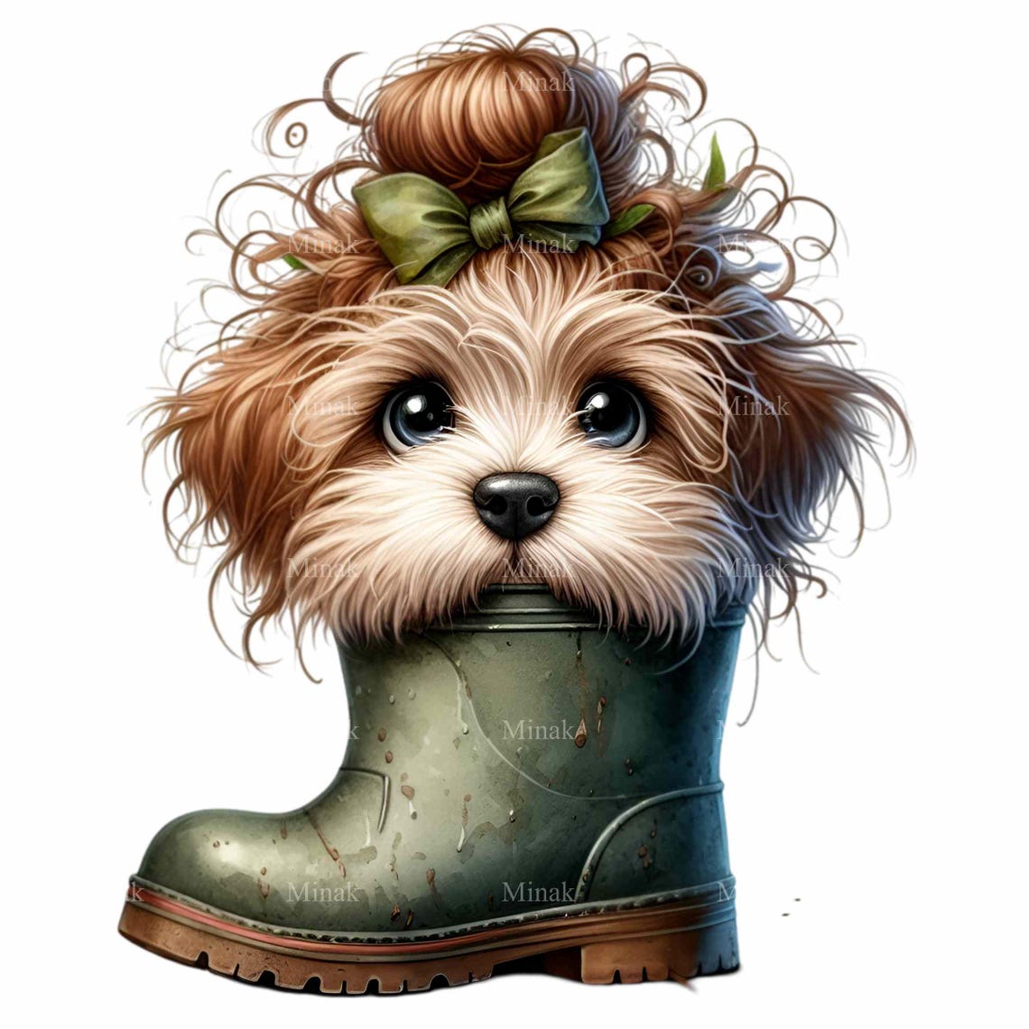 12 PNG Spring Puppy Clipart – Dog in Garden Boots Illustration, Flower ...