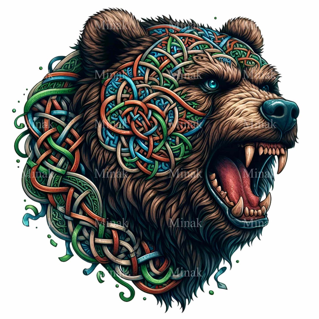 14 Celtic Bear Head PNG Clipart, Tribal Bear Design, Norse Animal ...