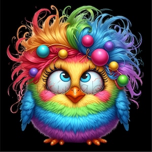 Rainbow Chick Fanny Bird 15 PNG Farm Animal Illustration Clipart ...