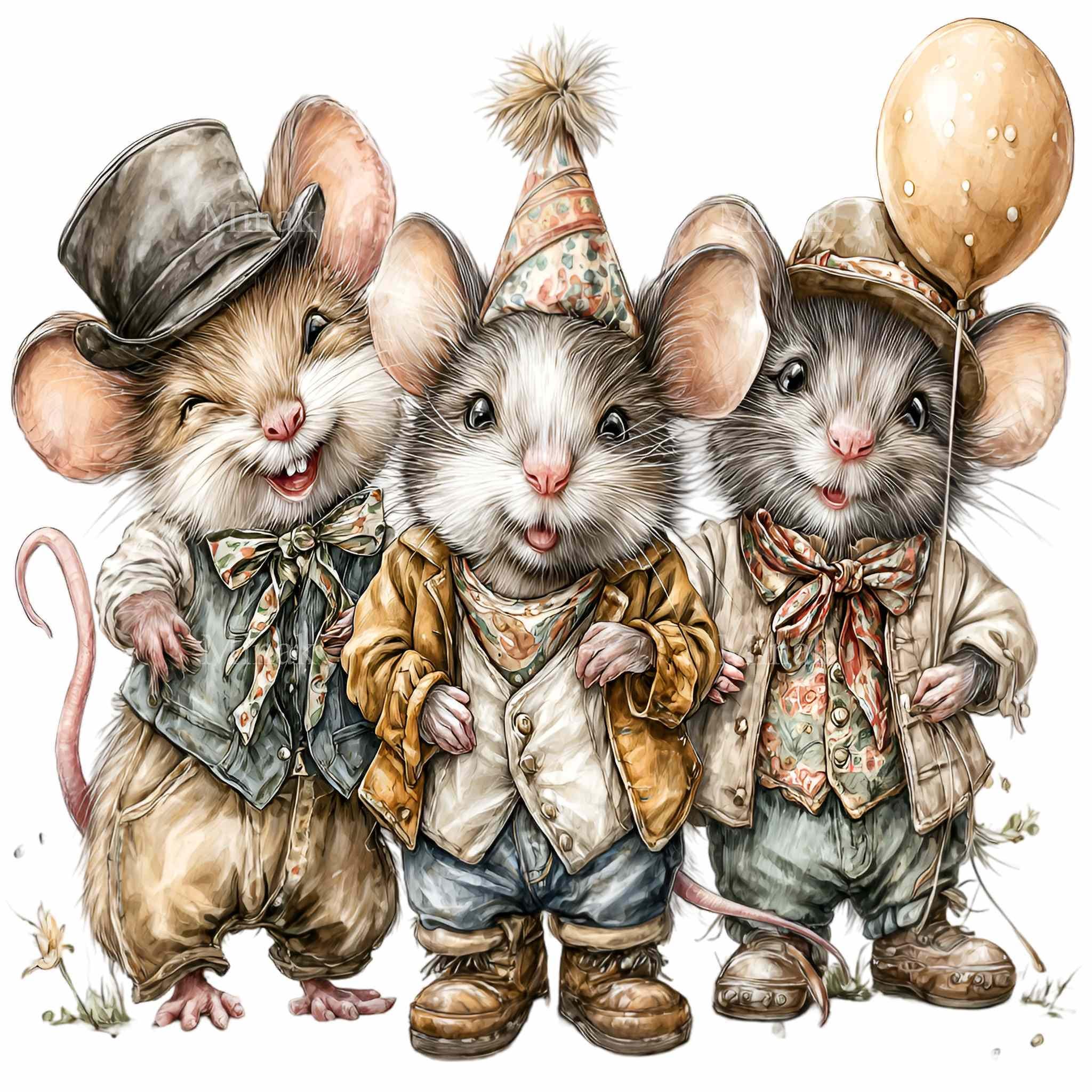10 PNG Storybook Mice Clipart, Whimsical Mouse Characters Illustration ...