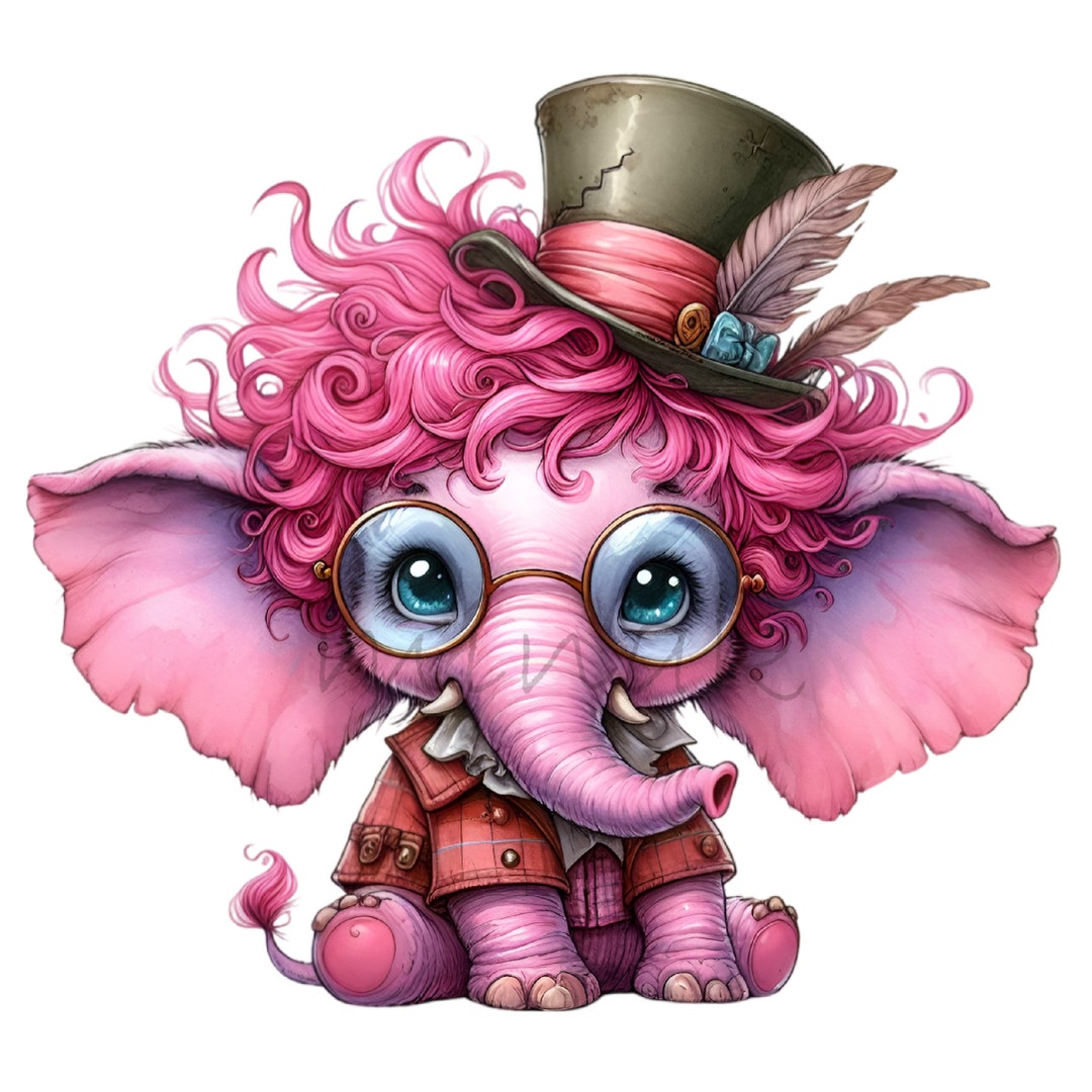 Funny Elephant Crazy Fluffy Hair Top Hat 15 PNG Kids Cartoon ...