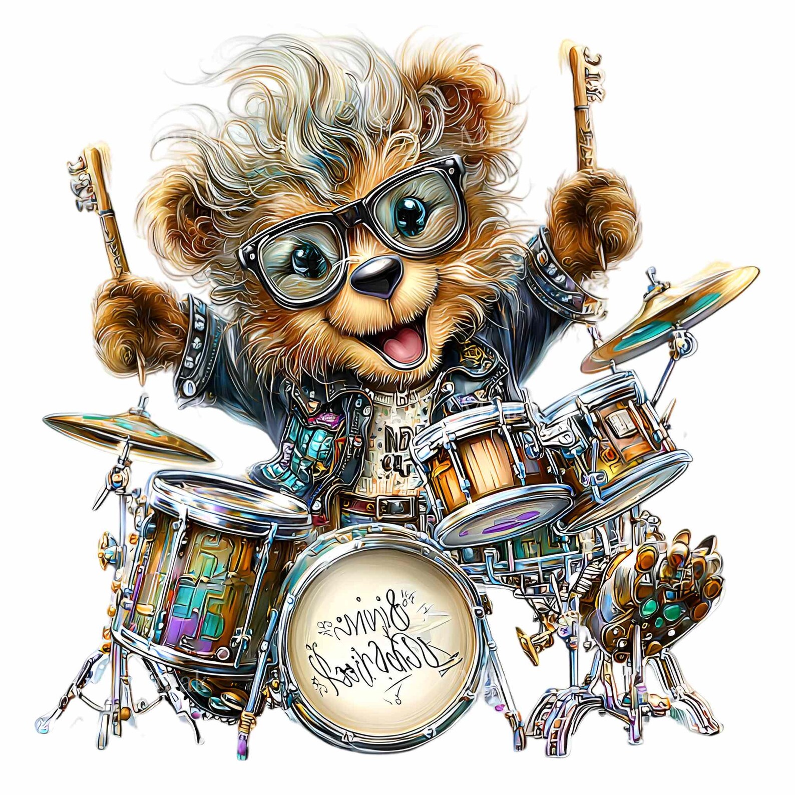 15 PNG Drummer Bear Clipart, Rock Music Character Illustration ...