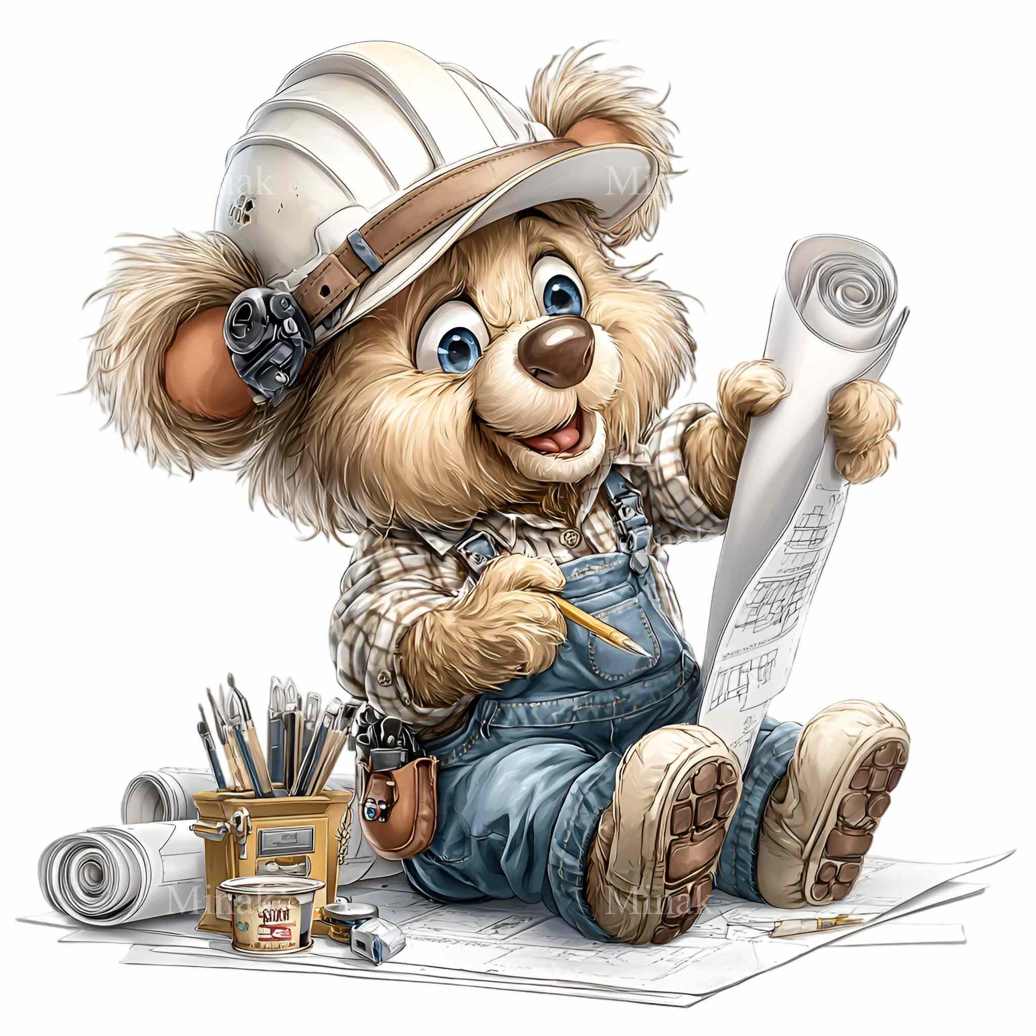 15 PNG Bear Architect Clipart, Builder Blueprint Foreman Engineer ...