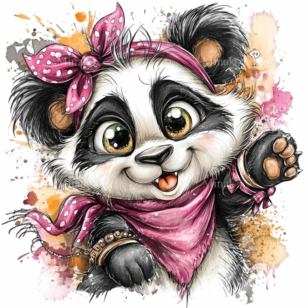 14 PNG Girly Panda Art – Cute Panda PNG Clipart – Pink Scarf Animal for ...