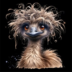 Cute Emu PNG Clipart, 10 Fluffy Emu With Messy Hair, Whimsical Farm ...