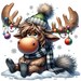 10 Funny Christmas Moose PNG Clipart With Hat, Scarf, and Decorated ...