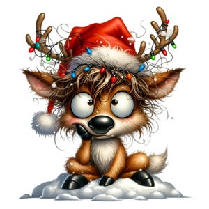 Funny Christmas Reindeer Clipart PNG 15 Silly Reindeer With Tangled ...
