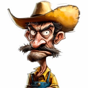 15 PNG Funny Angry Cowboy Clipart, Hat and Mustache, Western Cartoon ...