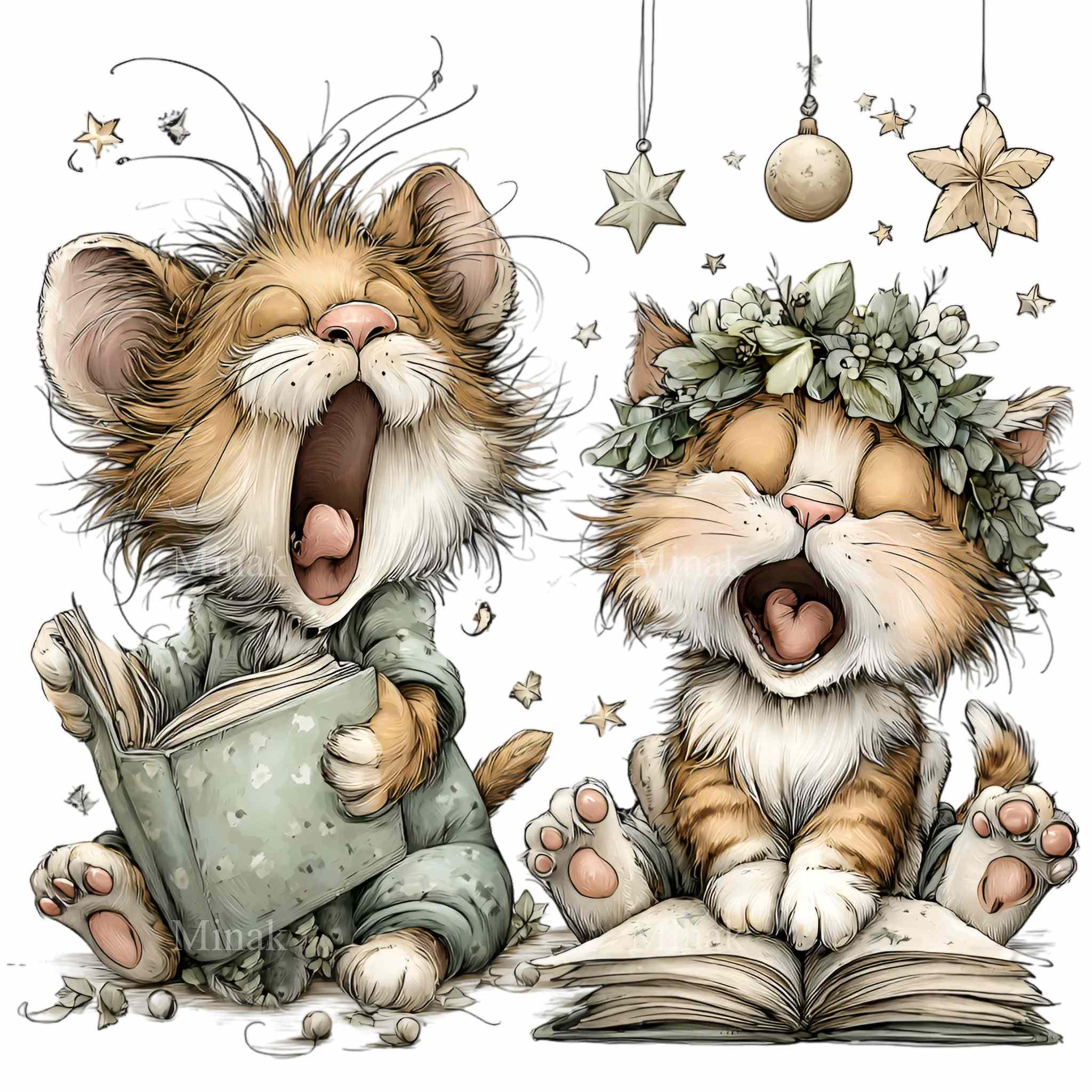 15 PNG Caroling Kittens Clipart – Christmas Cat PNG Illustration – Cute ...