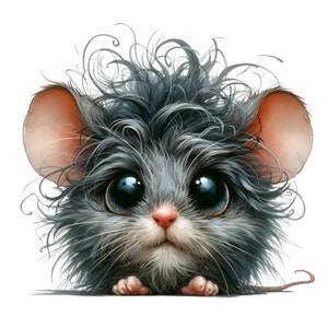 Funny Mouse Fluffy Hair, 12 PNG Crazy Quirky Animal Cartoon ...
