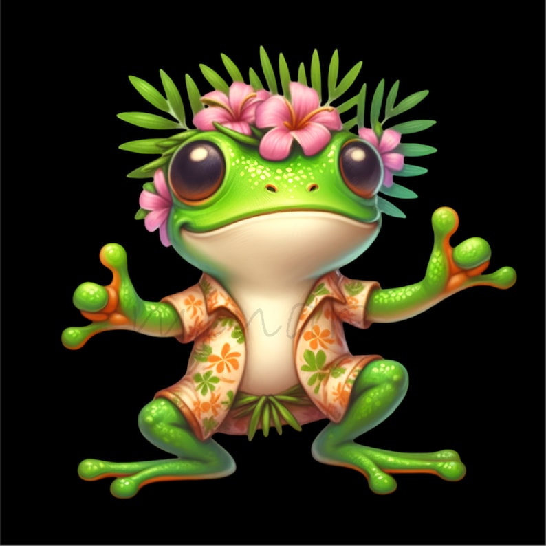 14 PNG Tropical Hula Frog Party Clipart, Exotic Toad Digital - Etsy