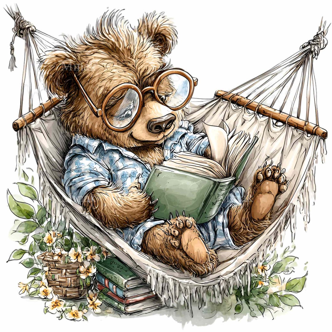 14 PNG Reading Bear Clipart - Cute Animal With Book Png - Kids Learning ...