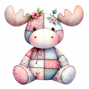 14 PNG Patchwork Moose – Floral Moose PNG Clipart – Quilted Animal for ...