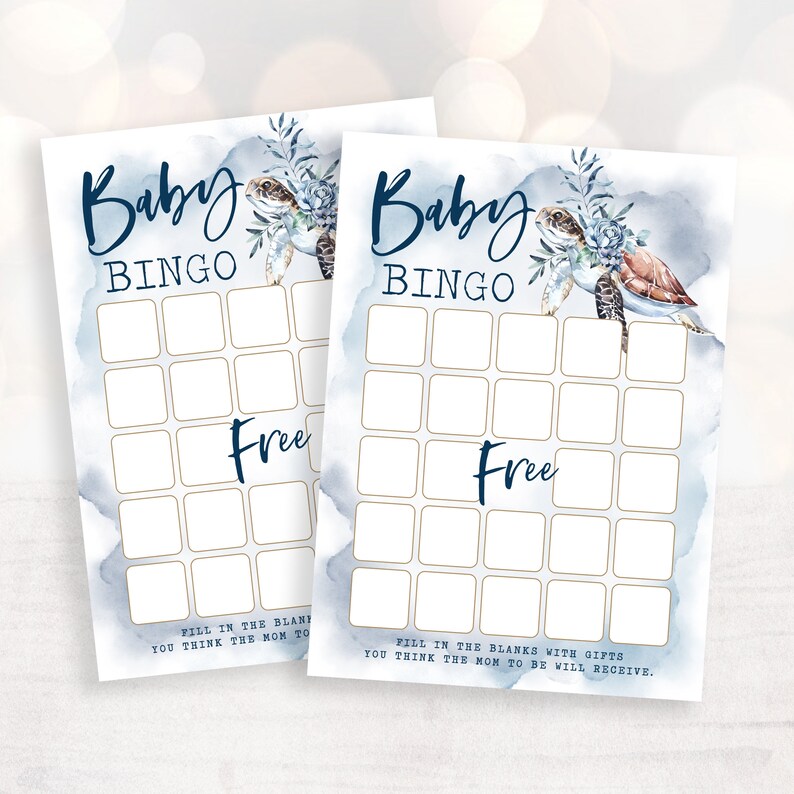 Under the sea baby shower baby bingo game Ocean baby shower | Etsy