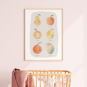 Printable Digital Poster, Watercolor Fruit Illustrations, Fruit Names ...