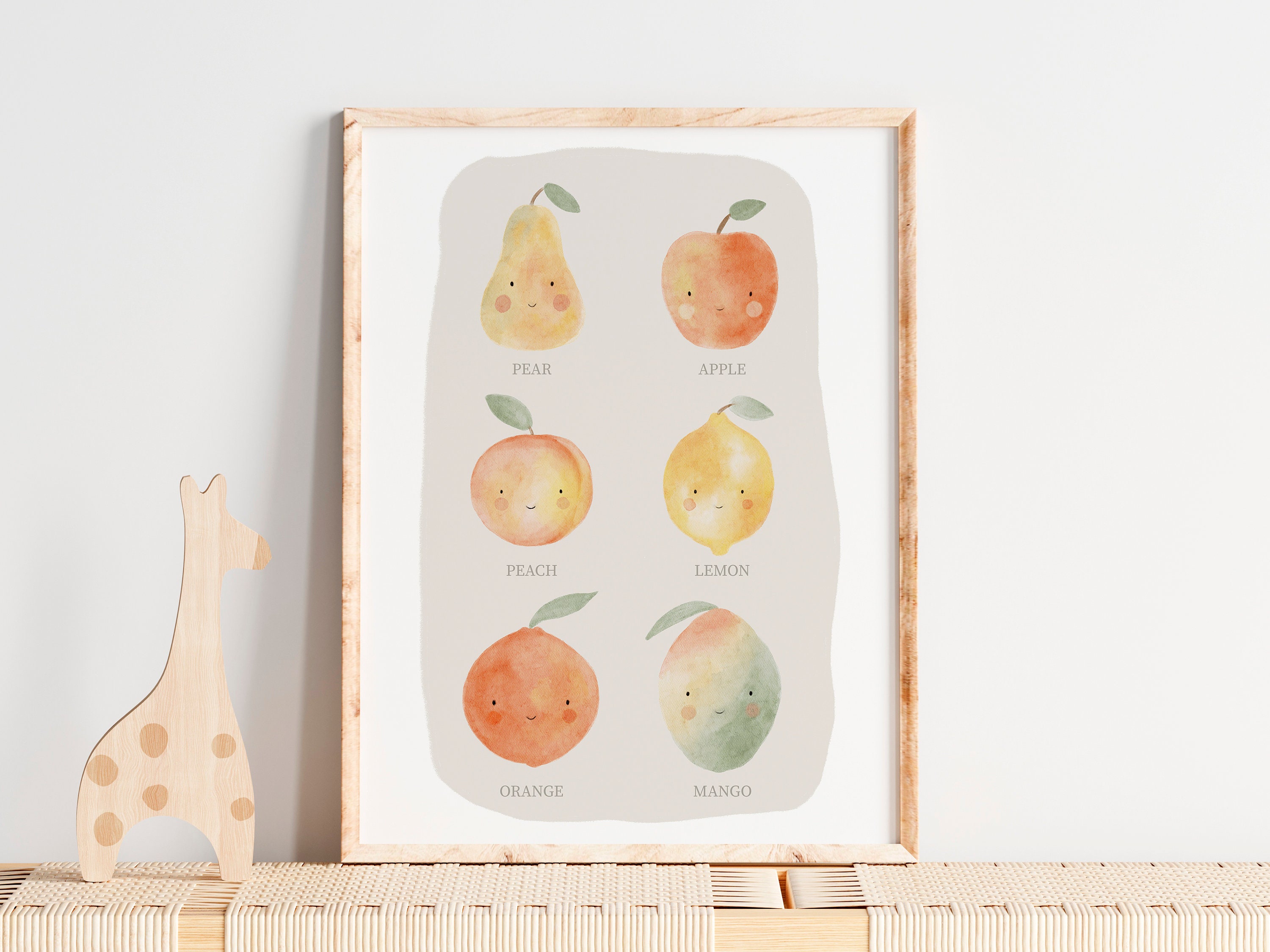 Printable Digital Poster, Watercolor Fruit Illustrations, Fruit Names ...
