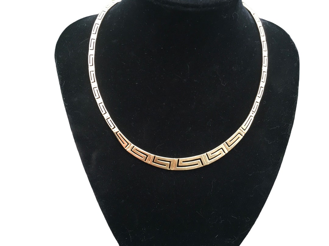 Solid 9 Carat Gold Greek Key Link Necklace - Etsy