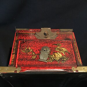 Vintage Asian Chinese Red Chinese Box With Dragons - Etsy