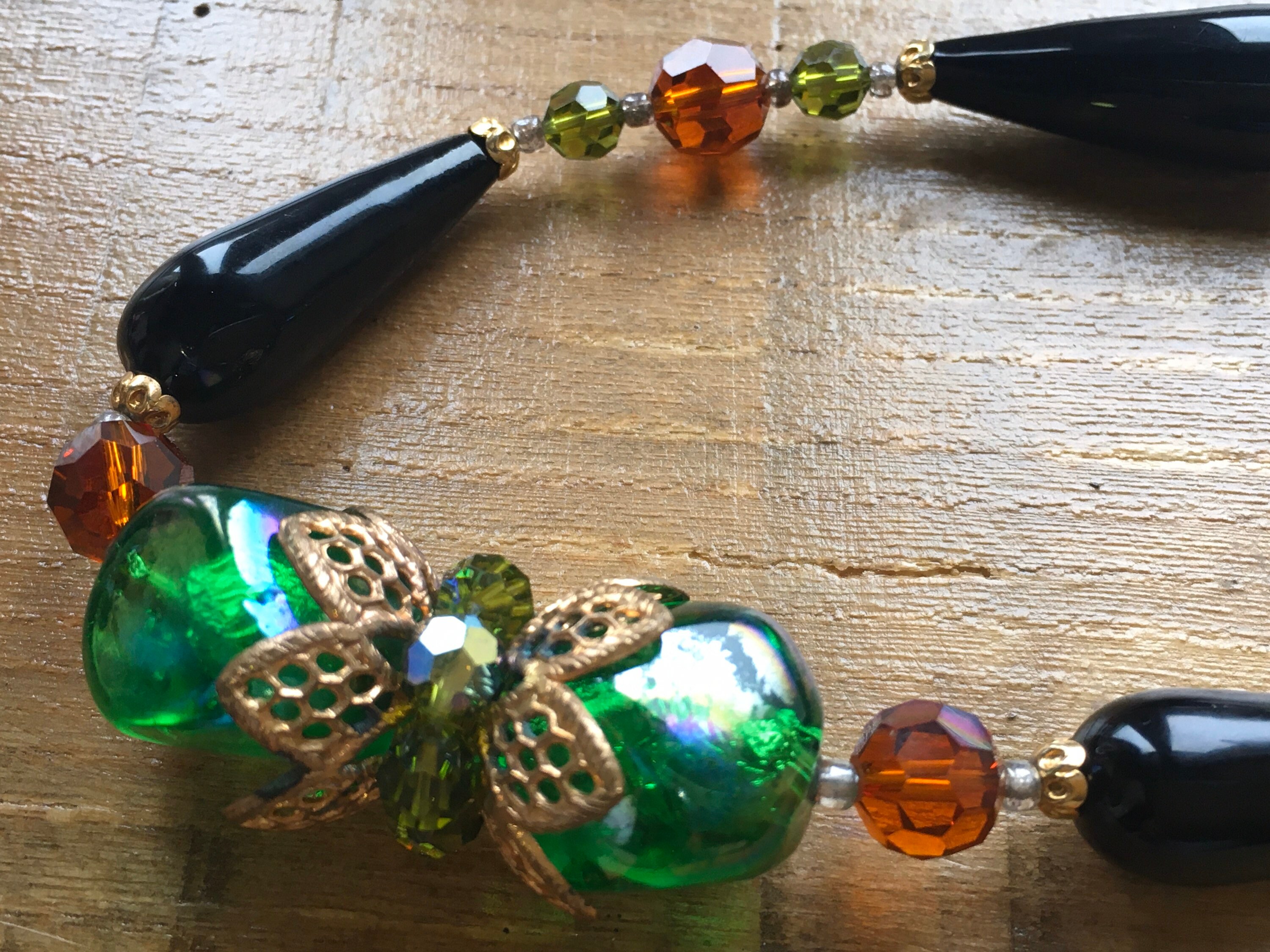 Stunning Art Deco crystal and glass necklace | Etsy