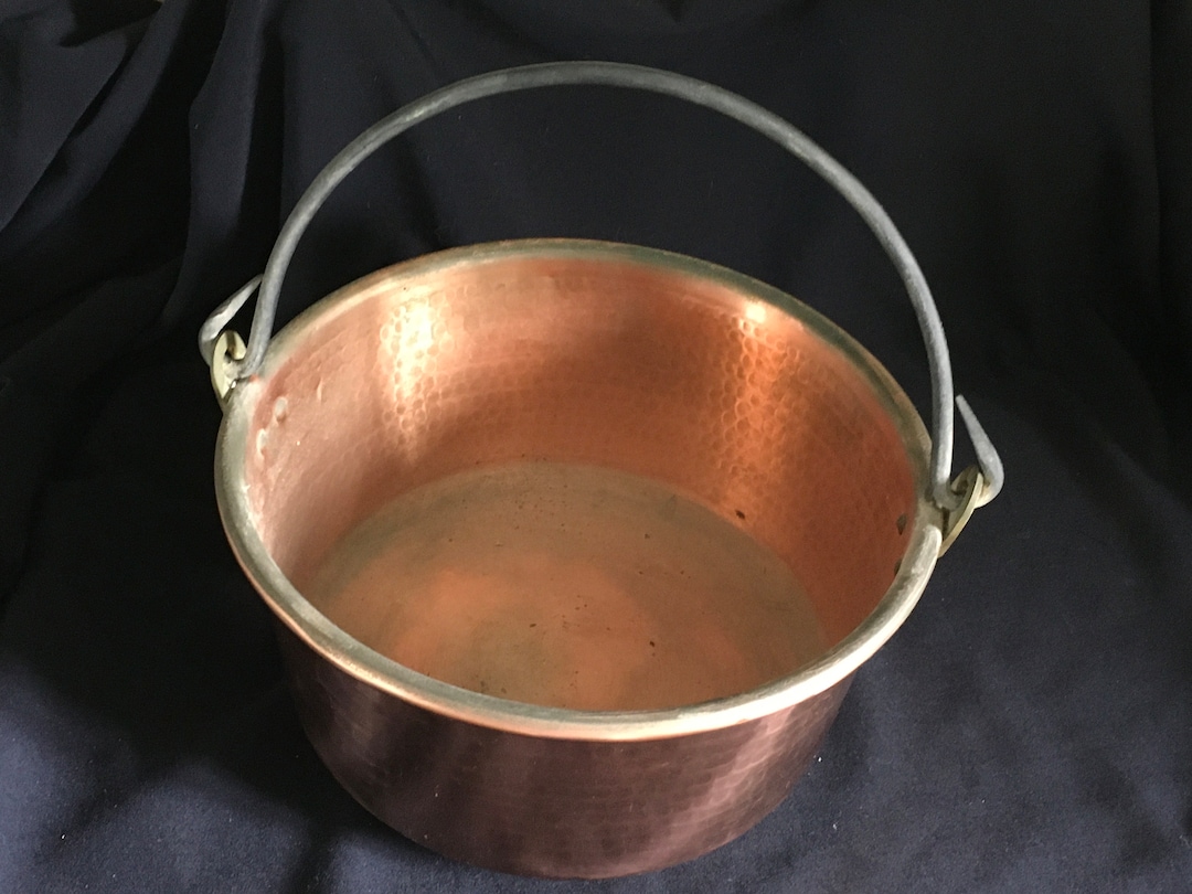 French Vintage Copper Cauldron Pot With Handle - Etsy