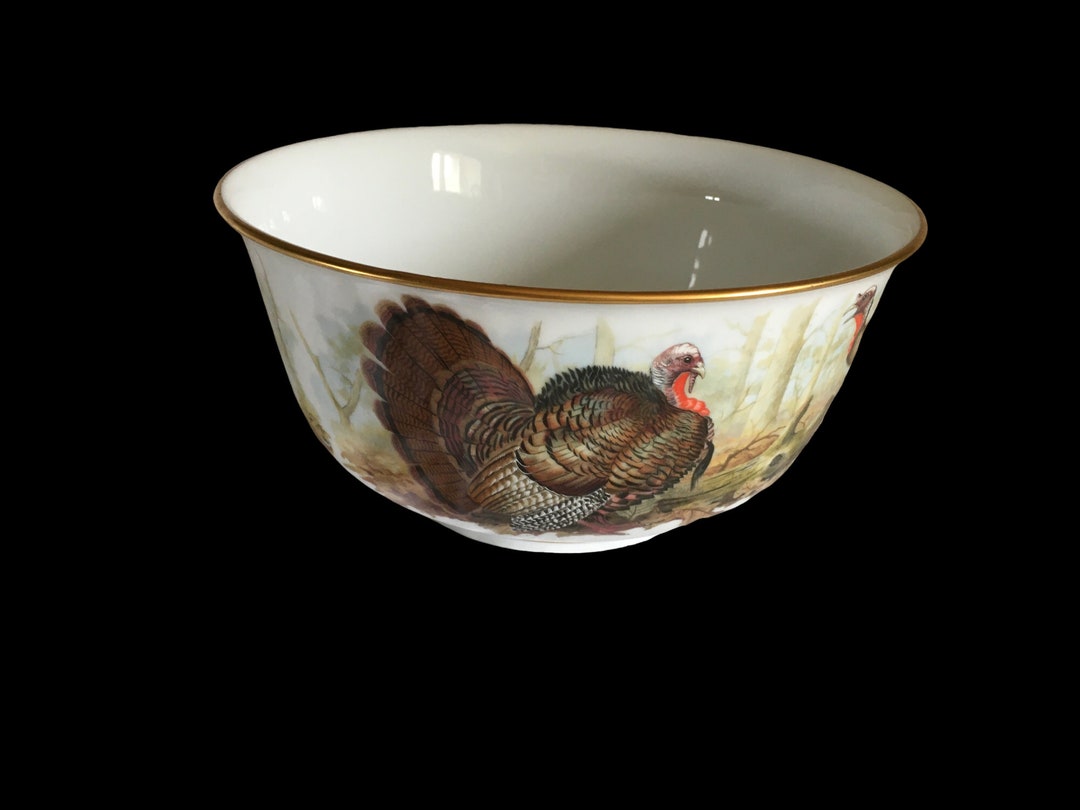 Vintage the Wild Turkey Game Bird Porcelain Bowl Franklin Porcelain ...