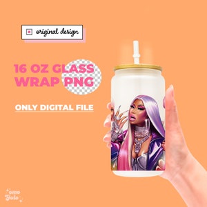 Nicki Minaj 16 Oz Uvdtf Can Glass Wrap Png for Creating Queen Rap ...