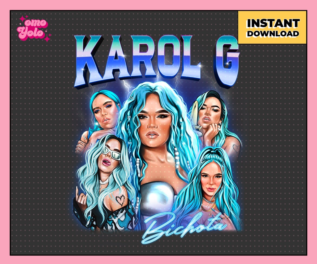 Karol G Blue Hair Bootleg Classic T-shirt Png Digital Download, Bichota ...