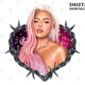 Karol G Pink Hair Png Bichota Digital Download for Personal ...
