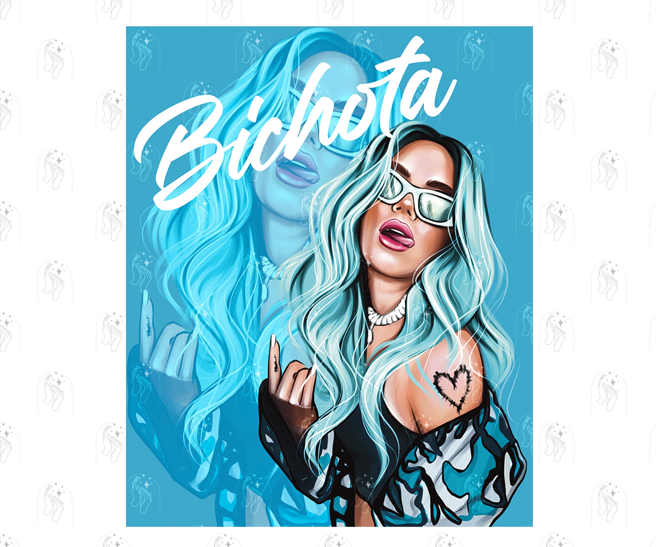 Karol G Bichota With Blue Hair 2022 Sublimation Png Digital - Etsy