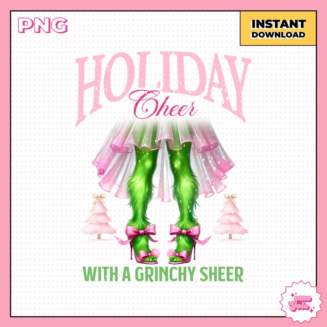Coquette Pink Christmas or Grinchmas Png Digital Download for Print ...