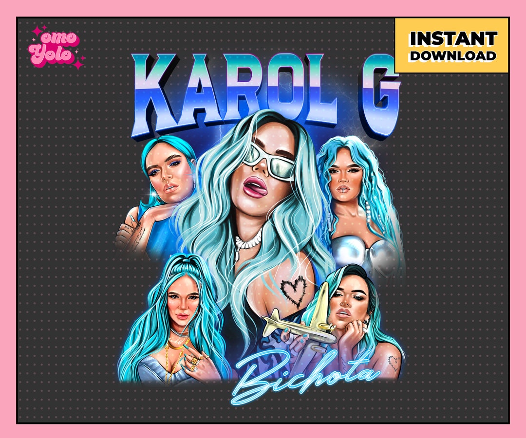 Karol G Blue Hair Bootleg Classic T-shirt Png Digital Download, Bichota ...