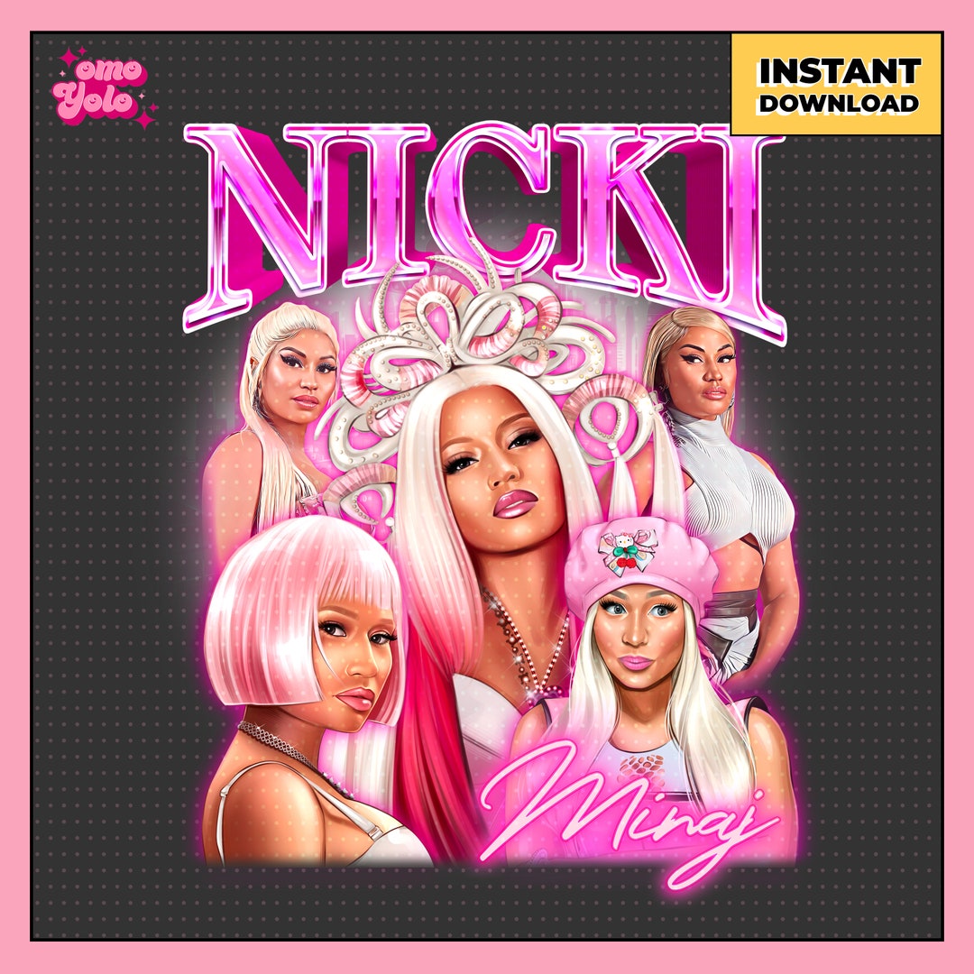 Nicki Minaj Classic 90s Bootleg Png for Retro Black Shirt, Pink Friday ...