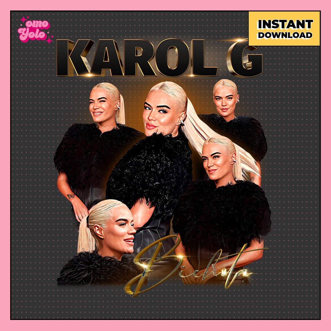 Karol G Blonde Hair Bootleg Png for Bichota Fan Gift Retro Black Shirt ...