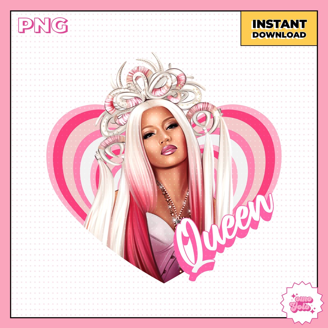 Nicki Minaj Queen of Rap Png Design for Creating Tshirt, Uvdtf, Pink ...