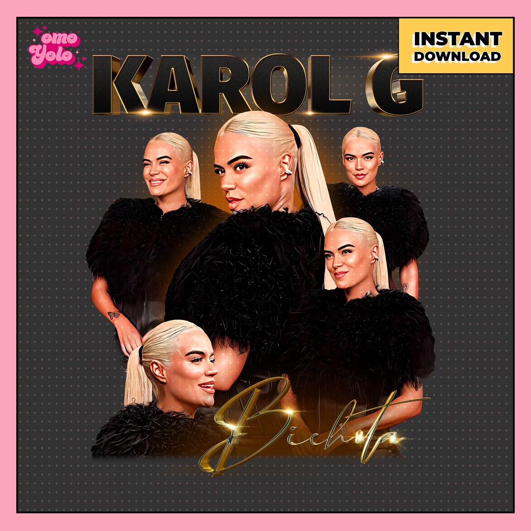 Karol G Blonde Hair Bootleg Png for Bichota Fan Gift Retro Black Shirt ...