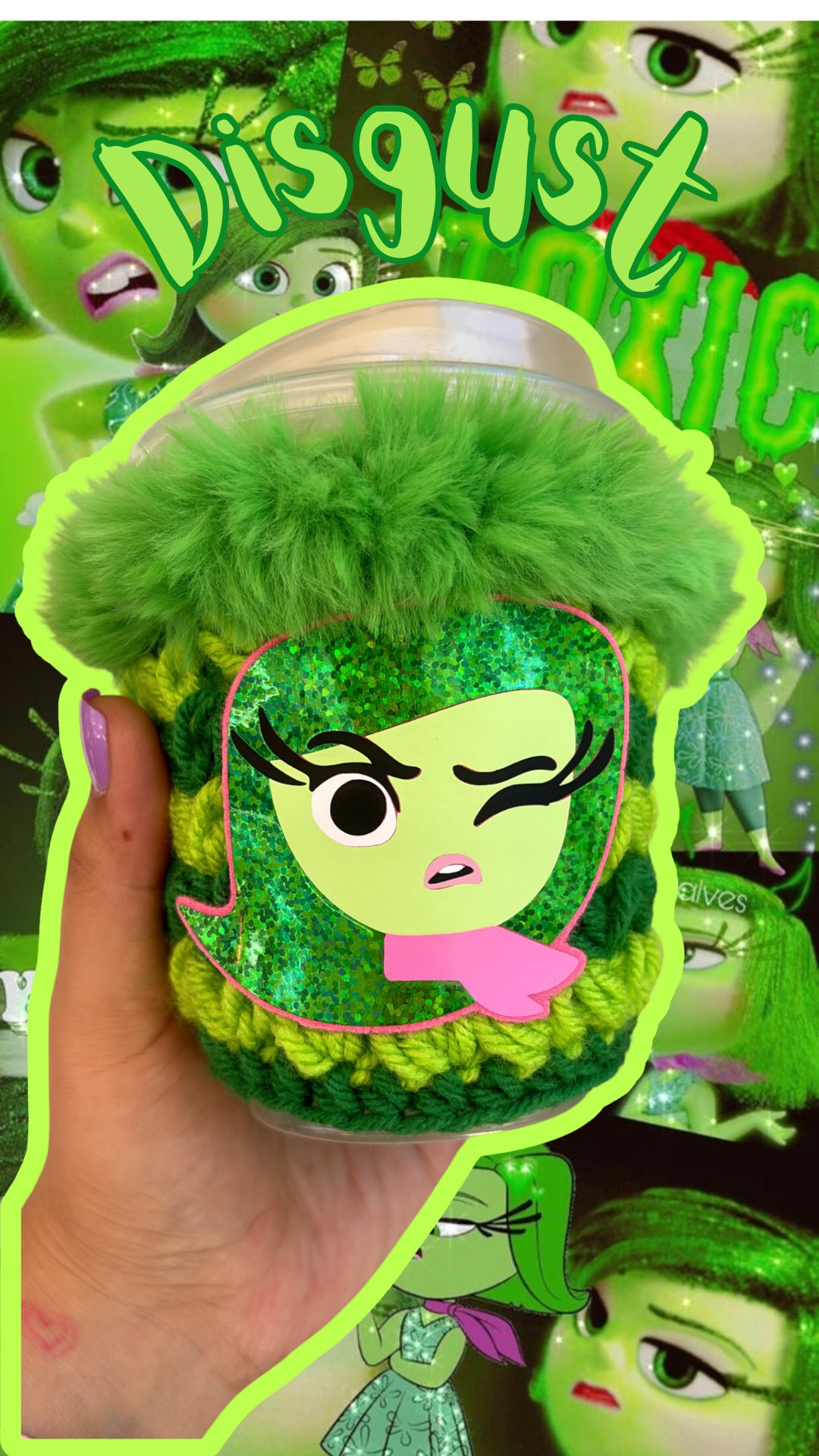 Inside Out 2 Disgust Pixar Disney Disneyland Coffee Sleeve Cozy - Etsy UK