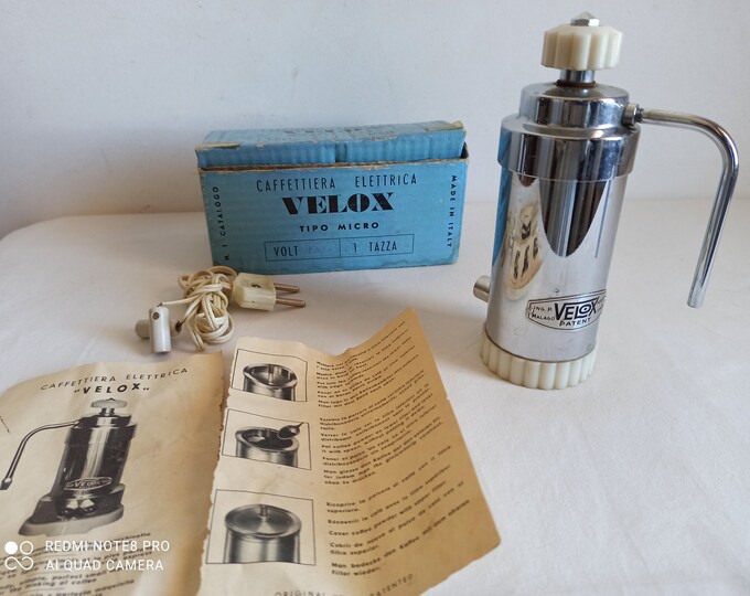 Early Velox One Cup Electric Espresso Maker With Original Box, Patent ...