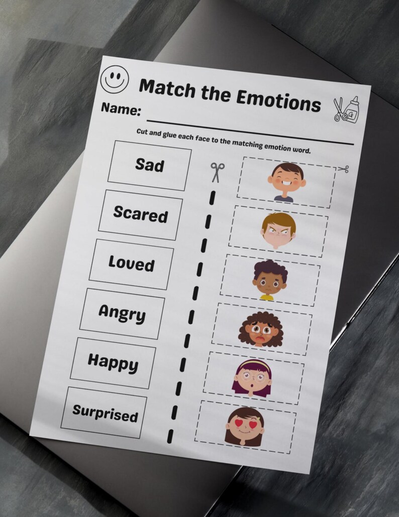 Emotions Worksheet for Kids | Match the Feelings Printable + Google ...