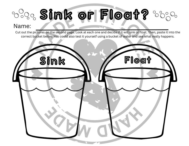 Sink or Float Worksheet | Cut and Paste Science Activity | Preschool ...