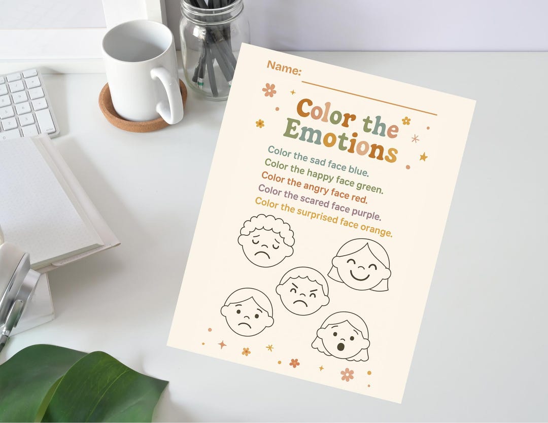 Color the Emotions Worksheet | K-1 Feelings Activity | Social Emotional ...
