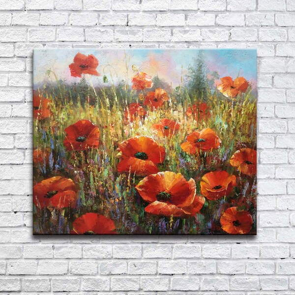 Red Poppy Painting - Etsy