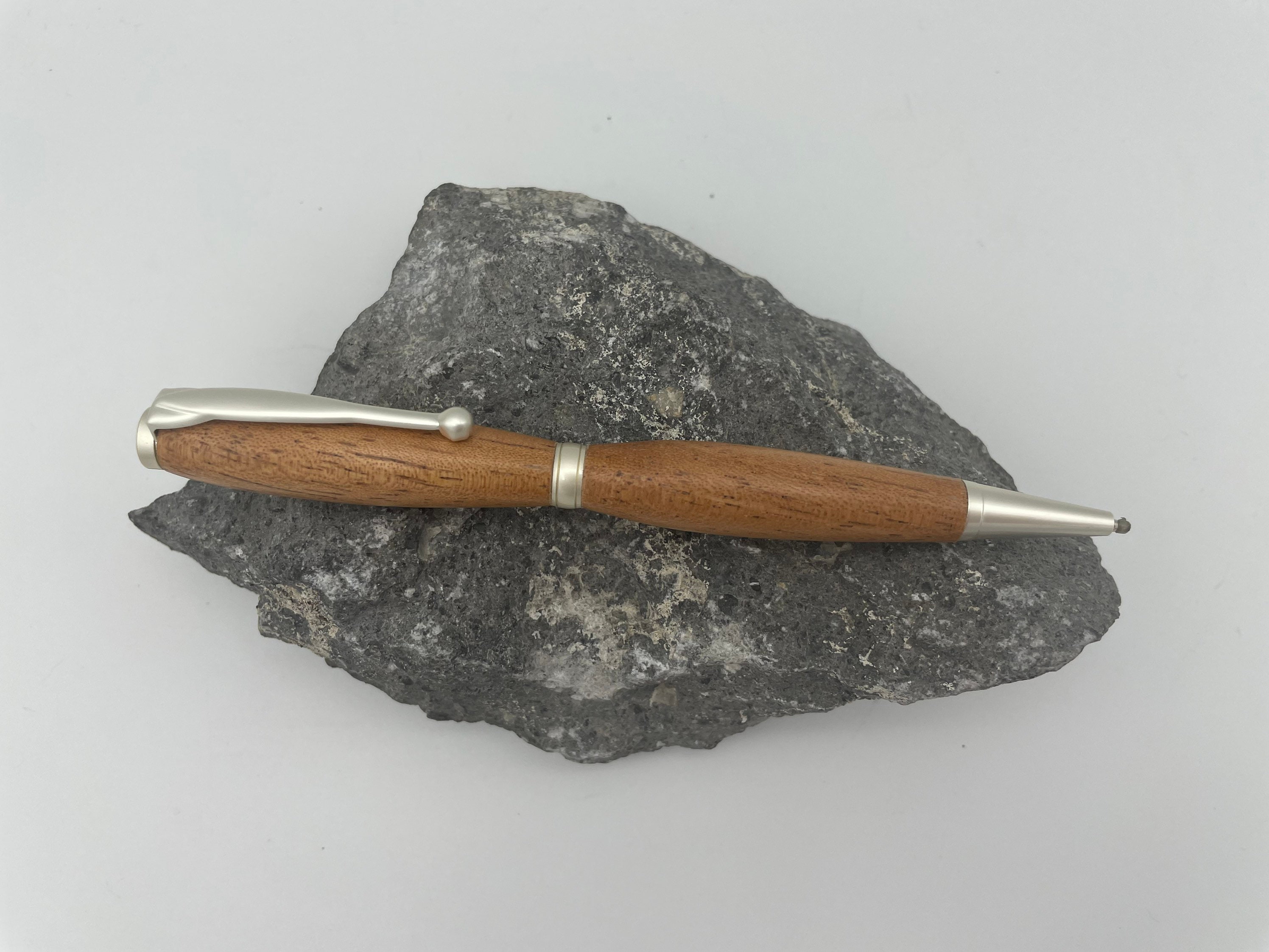 Satin Chrome Hand Turned Wood Twist Pen - Etsy