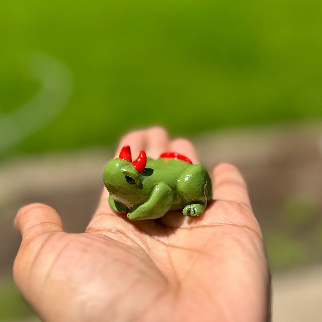 Polymer Clay Frog Figurine – Devil Costume Halloween Decor – Handmade ...