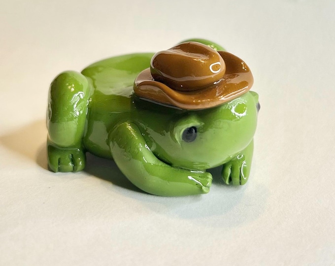 Cowboy Frog Figurine - Etsy