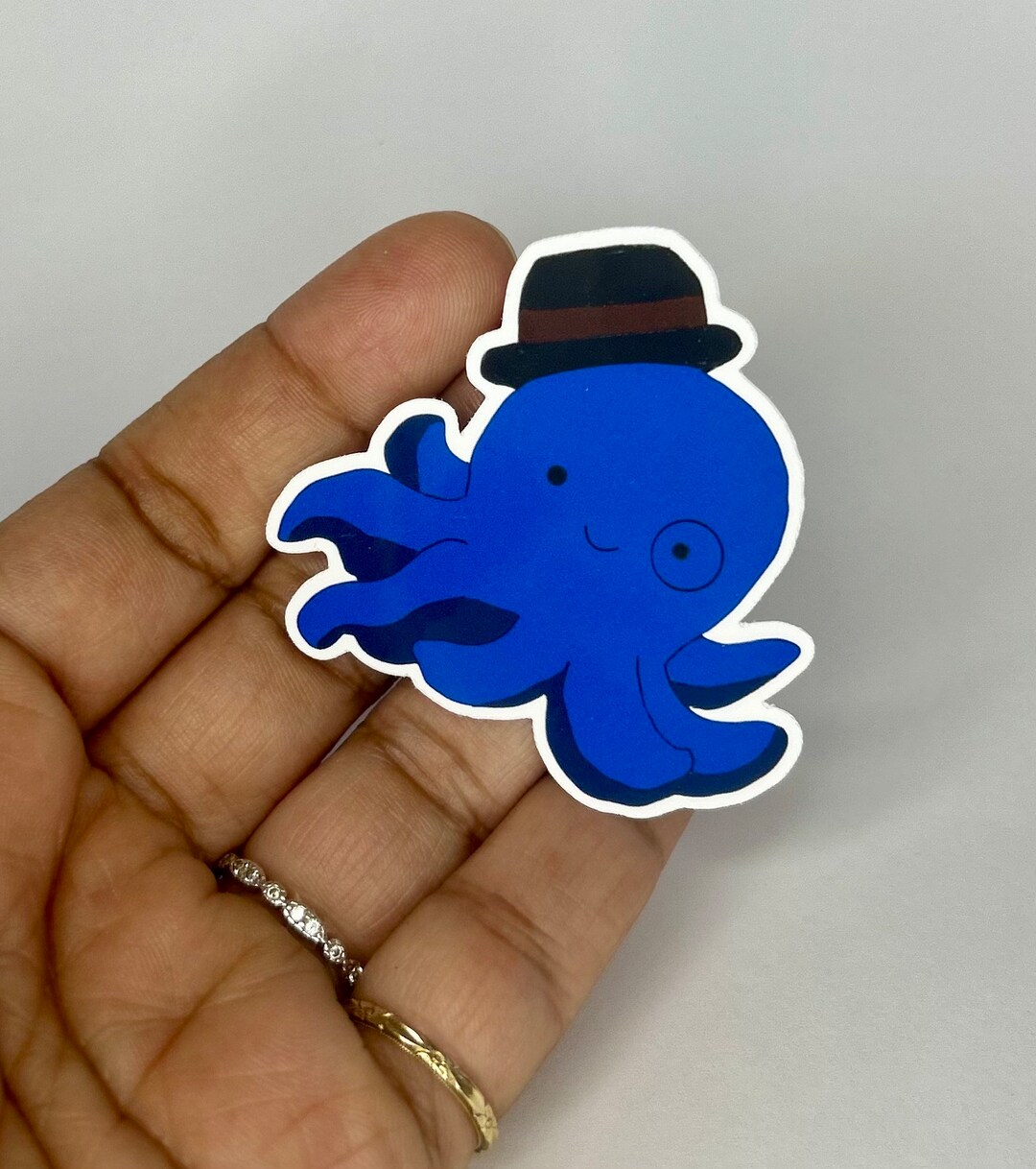 Blue Gentleman Octopus Sticker // Vinyl Glossy Sticker // Distinguished ...