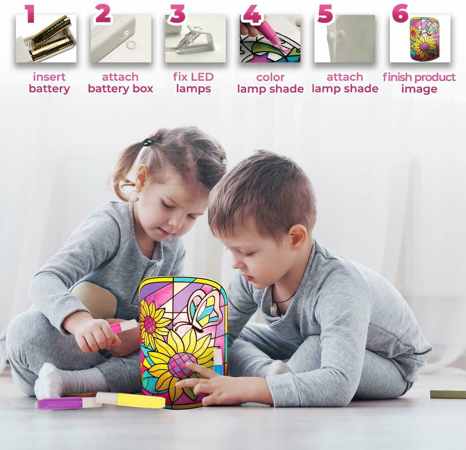 DIY Kid Lamp DIY Kit- Make Stained Glass Nightlight With Window Paint ...