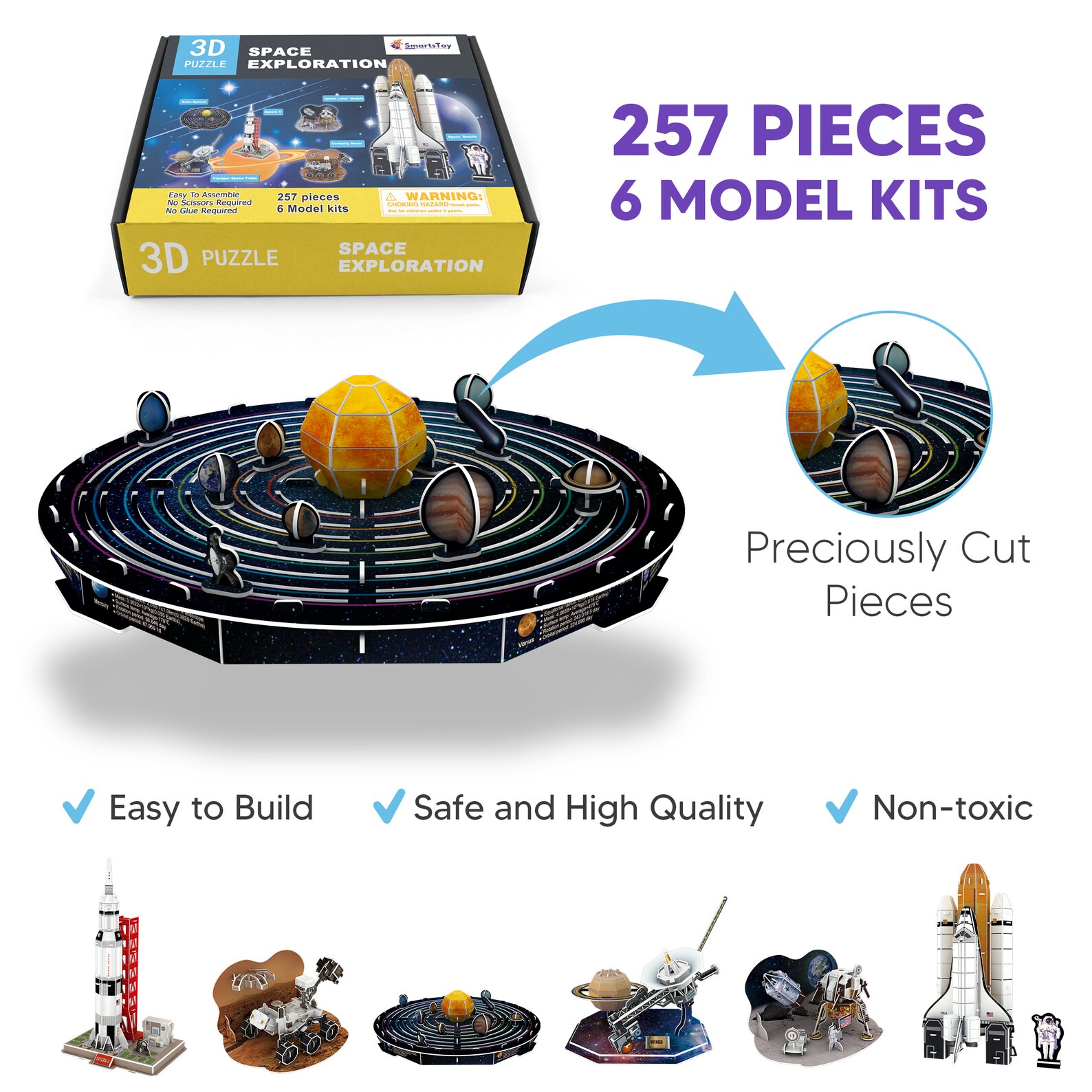 3D Space Puzzle Kit | Solar System, Shuttle & Rover STEM Educational ...