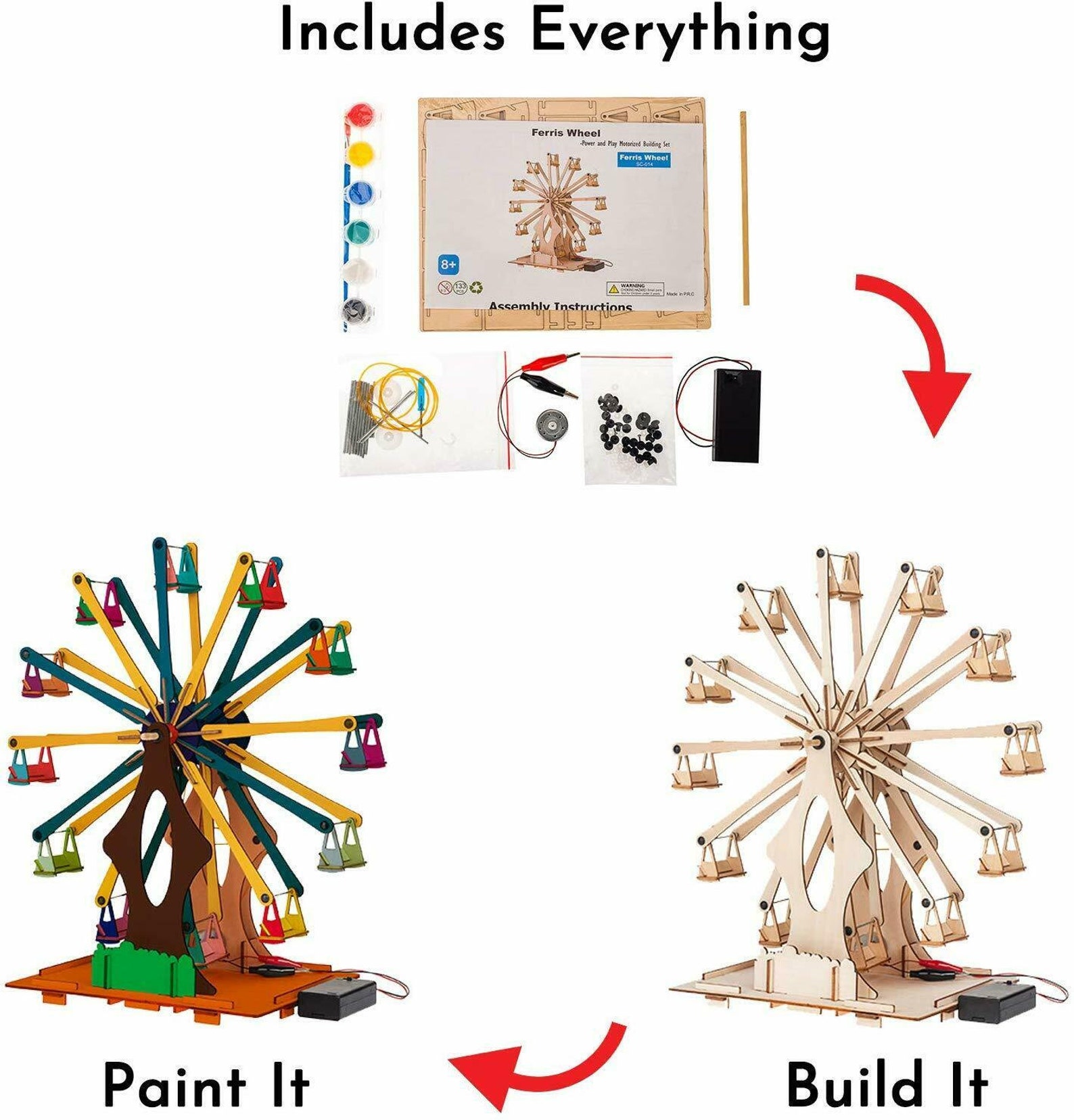 DIY Wooden Ferris Wheel Kit | STEM Construction Model With Motor for ...