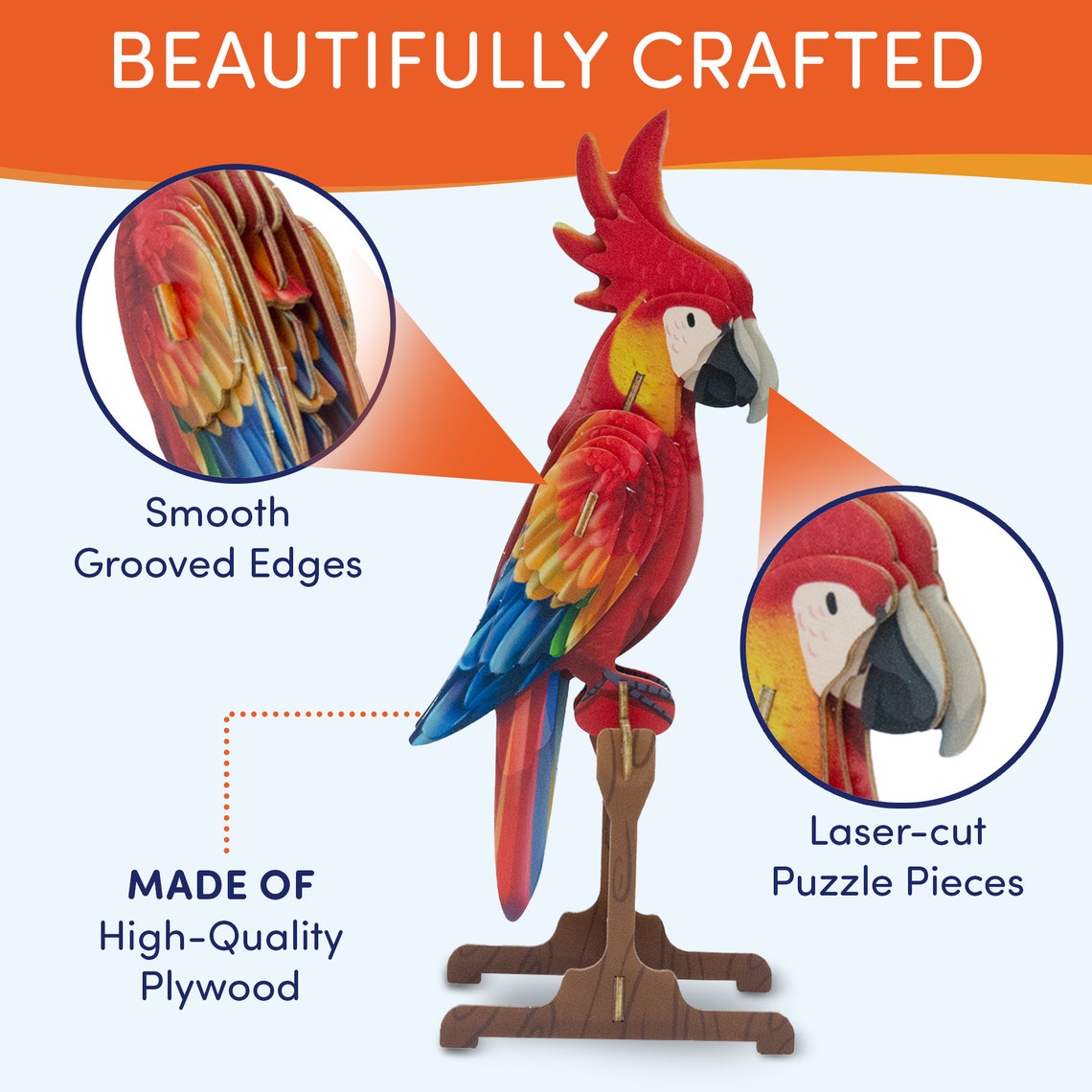 3D Wooden Puzzle 4 Colorful Toy Birds for Kids Model Building Kits ...